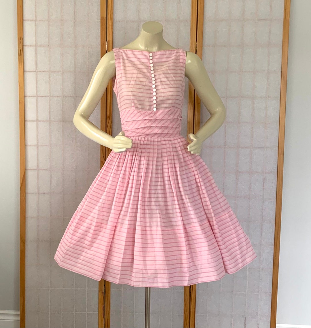 1950s JONATHAN LOGAN Pink Peppermint Bombshell Rockabilly Dress ...
