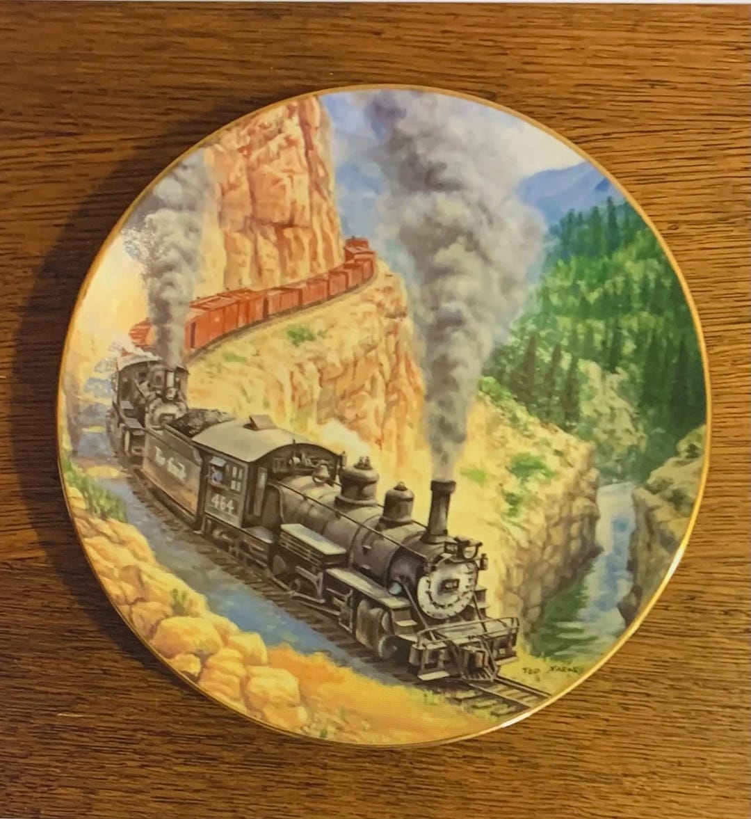 1990s Historic Train Railroads Commemorative Plate . Vintage 1991 ABOVE ...