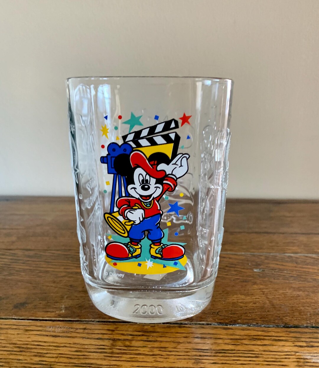 Vintage MICKEY MOUSE Graphic Drinking Glass . 2000 Mcdonalds Etched ...