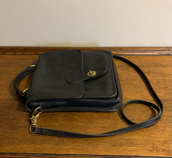 COACH Black Leather Messenger Satchel Crossbody Bag .… - Gem