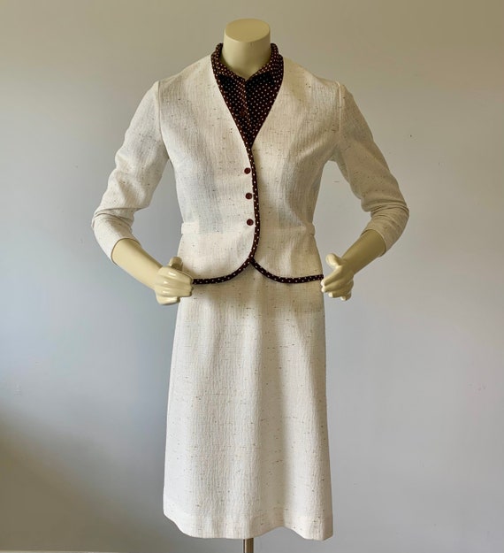 1960s MOD Brown Polka Dot Dress & Dress Jacket . Vint… - Gem