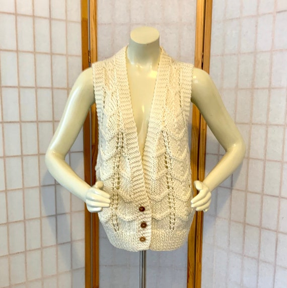 1970s Acrylic Knit Cardigan Sweater Vest . Vintage 70… - Gem