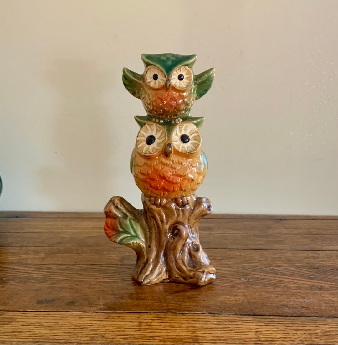 1970s Ceramic Owl Figurine. Vintage 70s Owl and Owlet Retro - Etsy