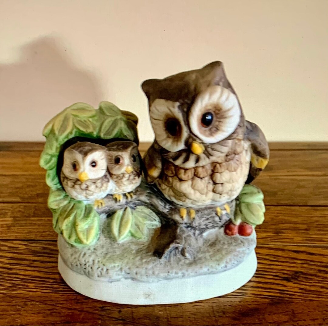 1970s Ceramic Owl and Owlets Figurine . Vintage 70s Retro Rustic Boho ...