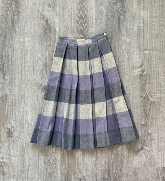 1950s Pendleton Woolen Mills Wool Tweed Plaid Pleated… Gem