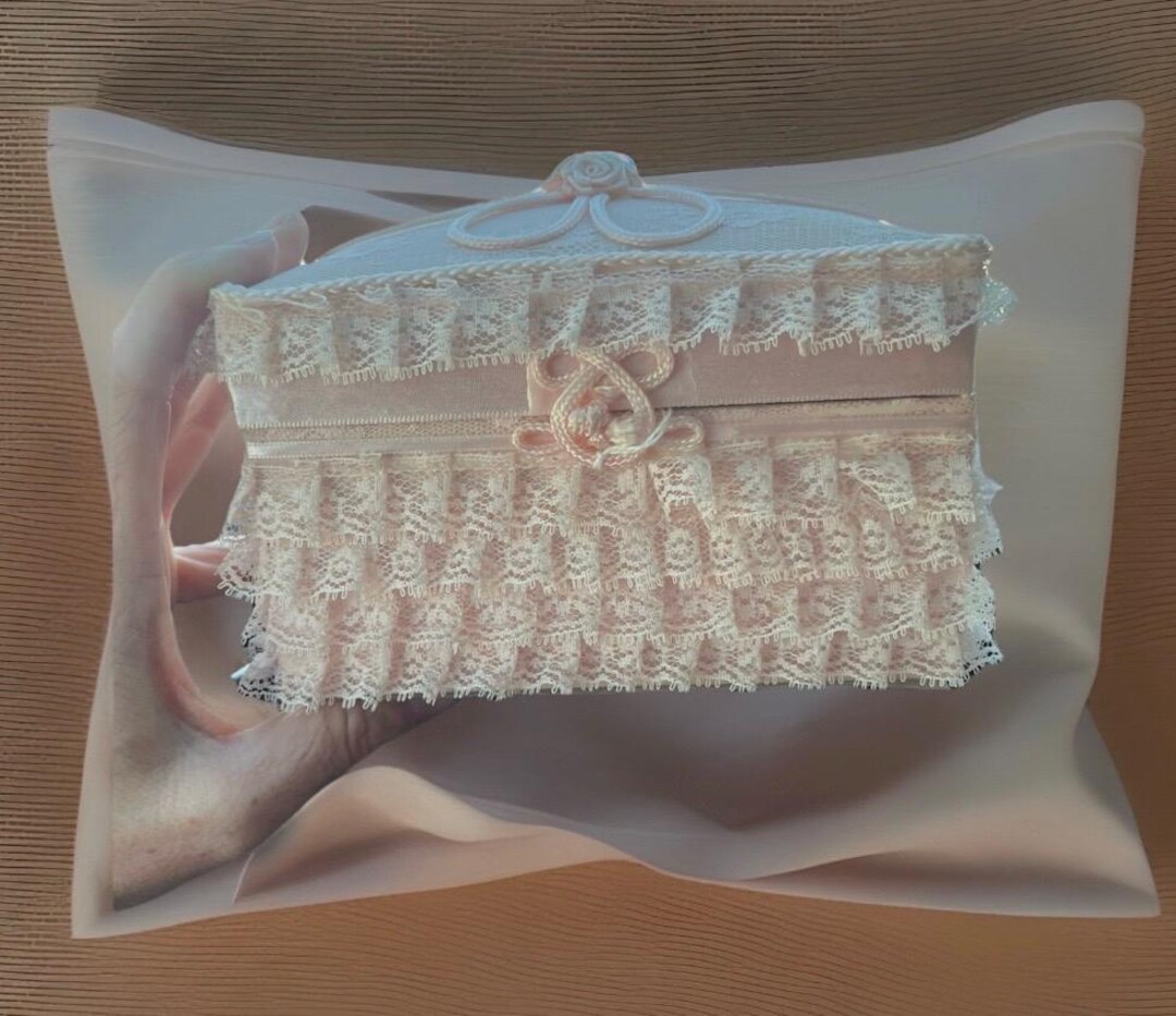 Shabby Chic Vintage Pink Satin and Lace Jewelry Box - Etsy