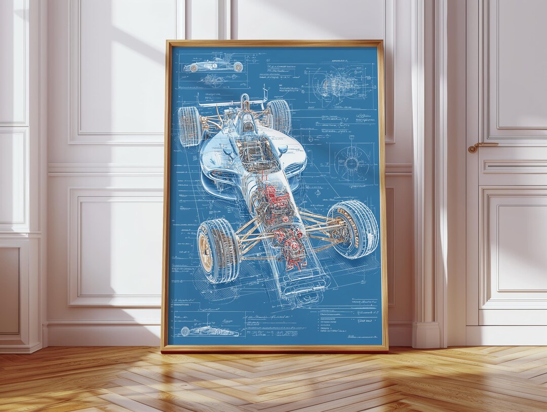 Formula One Car Blueprint Print, Motorsport F1 Poster - Etsy