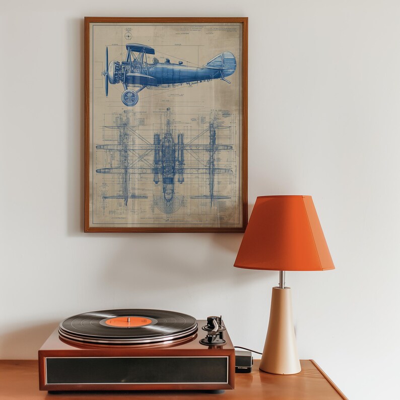 Vintage WW1 Fighter Jet Blueprint Print, War Art, Retro Plane Blueprint ...