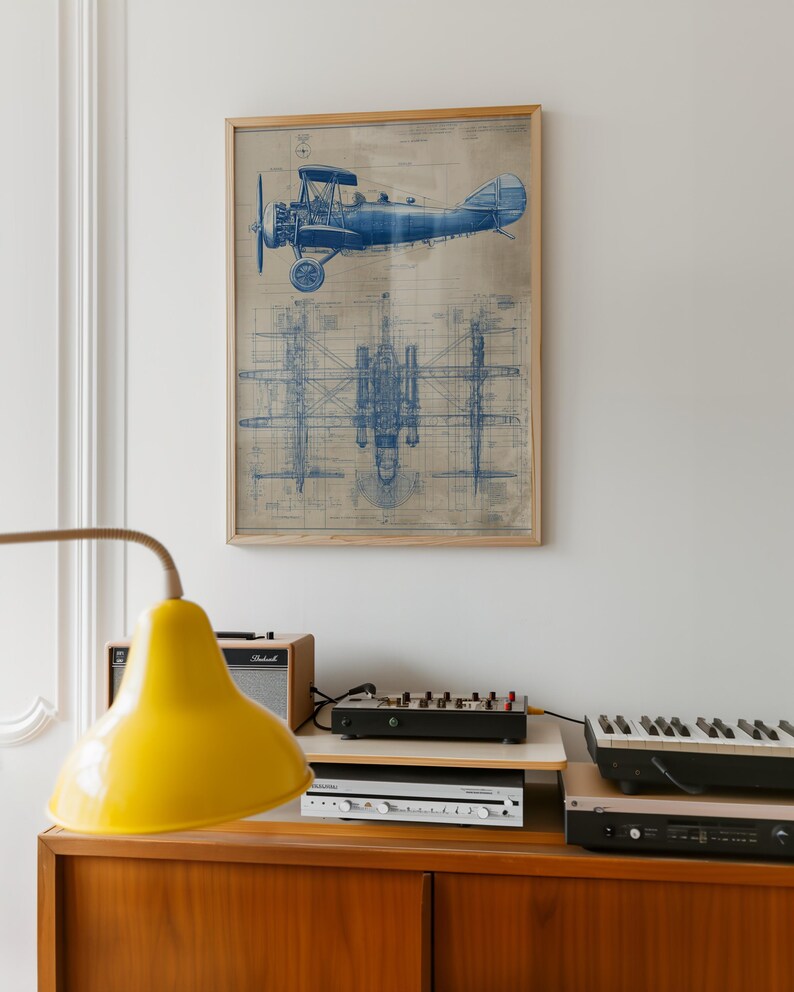 Vintage WW1 Fighter Jet Blueprint Print, War Art, Retro Plane Blueprint ...