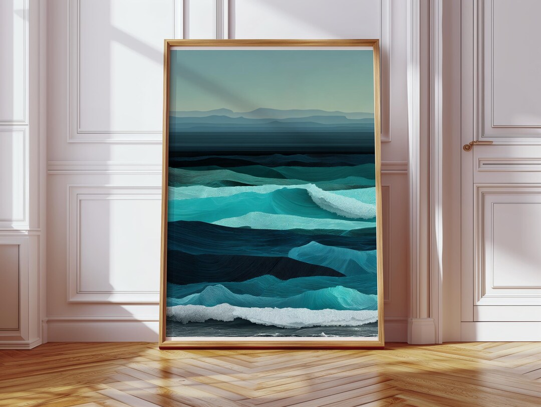 Crystalized Oceans Tearing Waves Print, Abstract Nature Print ...