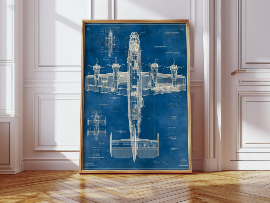 Vintage B-24 Liberator Fighter Jet Blueprint Print, Retro Plane WW2 ...