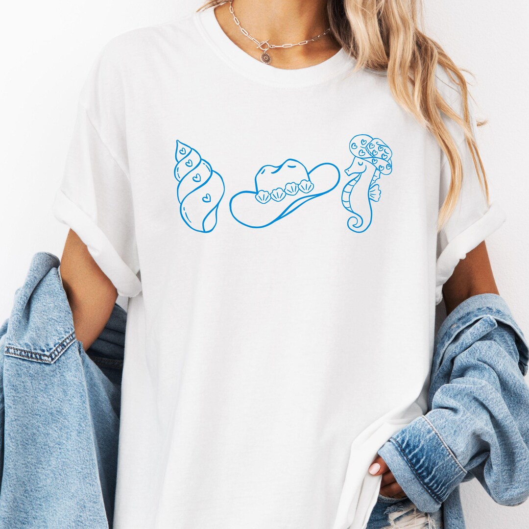 Comfort Colors® Coastal Cowgirl Seahorse Shirt, Whimsical Beachcore ...
