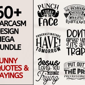 Sarcastic SVG Bundle ‑ 60+ Funny Quote Cut Files PNG EPS | Snarky ...