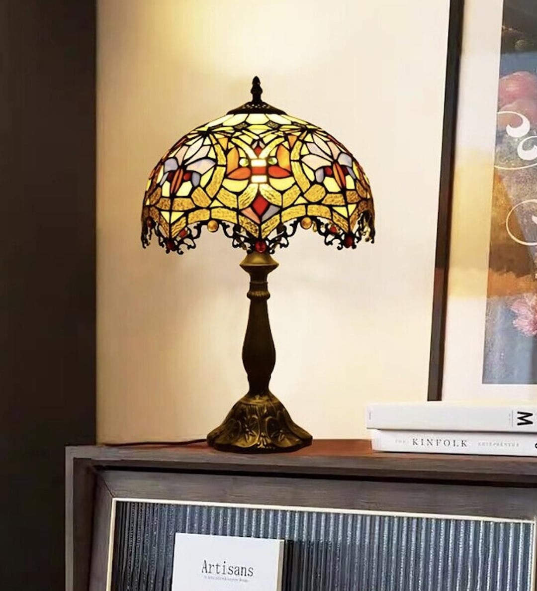 Vintage Tiffany-style Stained Glass Lamp- Multicolored Hand-made - Etsy