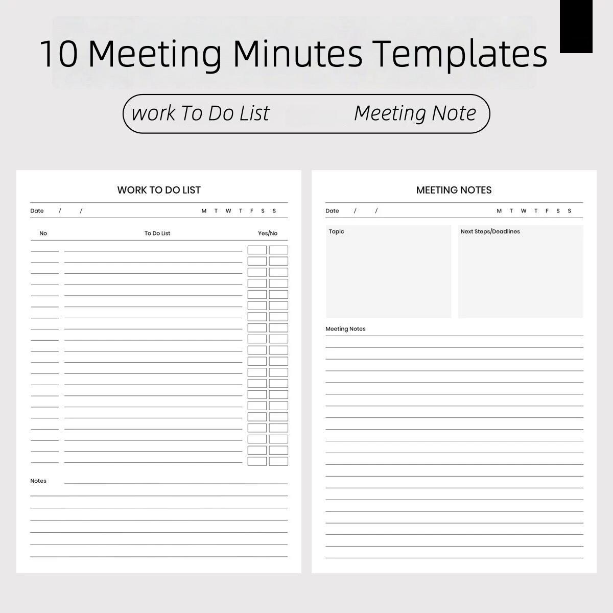 10 Printable Meeting Minutes Templates Bundle 8.26" X 11.69" A4 - PDF ...