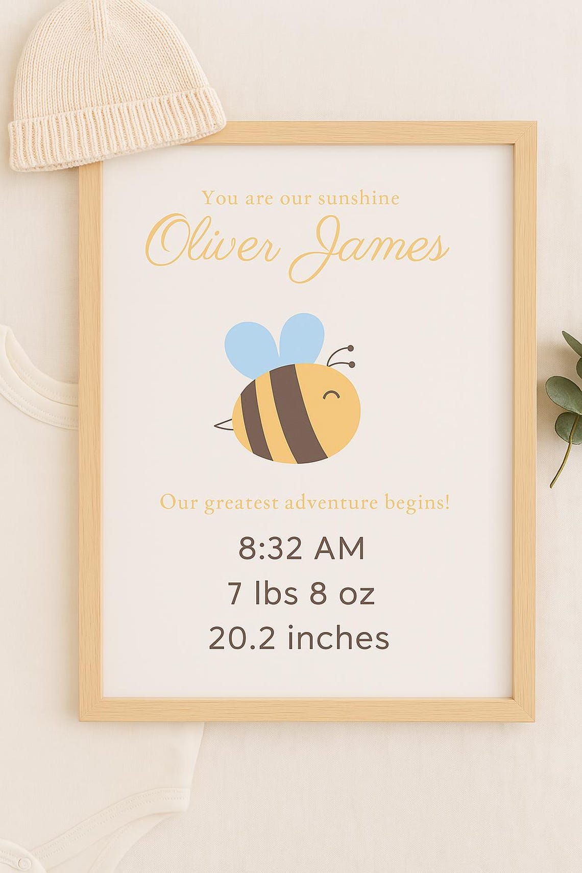 Editable Birth Poster – Printable Baby Wall Art – Personalized Canva ...