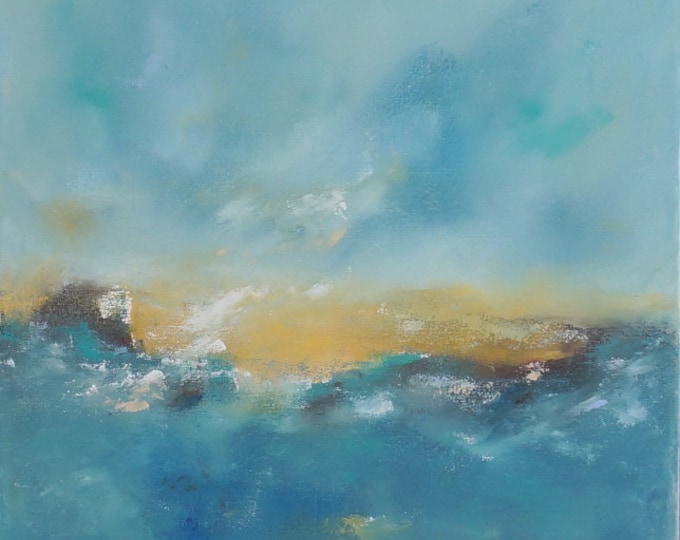 Blue Ocean Coastal Painting Original Art -light and Wave 20 X 20 - Etsy