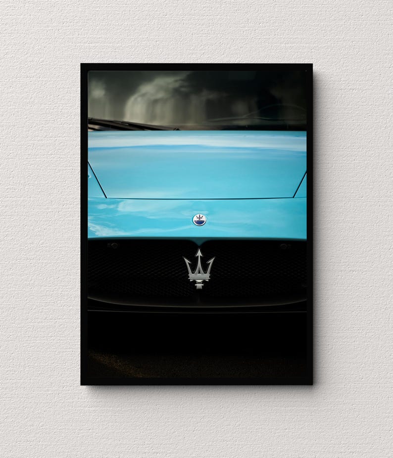 Maserati MC20 Wall Art – Blue Sports Car Print | Luxury Garage Decor ...