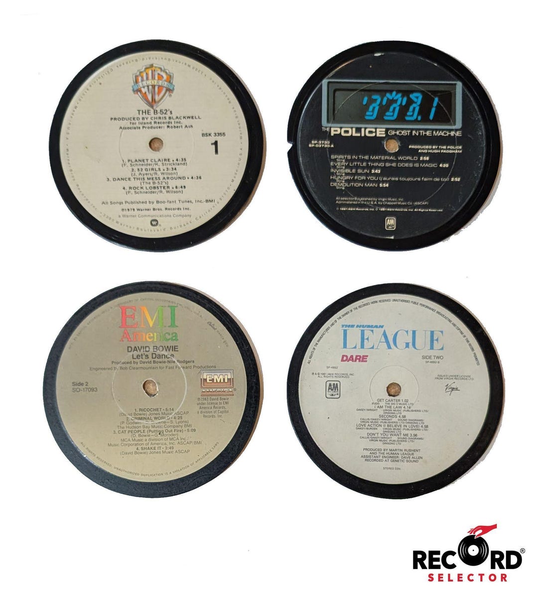 Vinyl Coaster 4-pack: David Bowie, Police, Human League, B-52's - Etsy