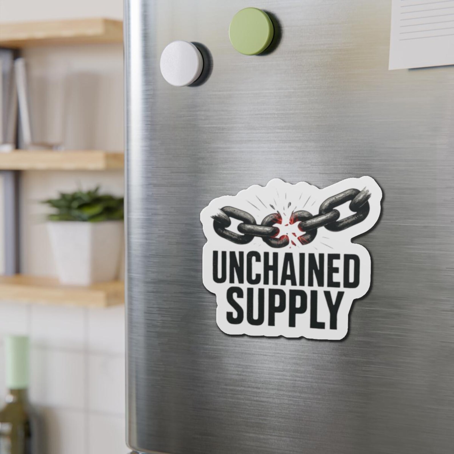 Broken Chain Unchained Supply Die-cut Magnet | Industrial Metal Logo ...