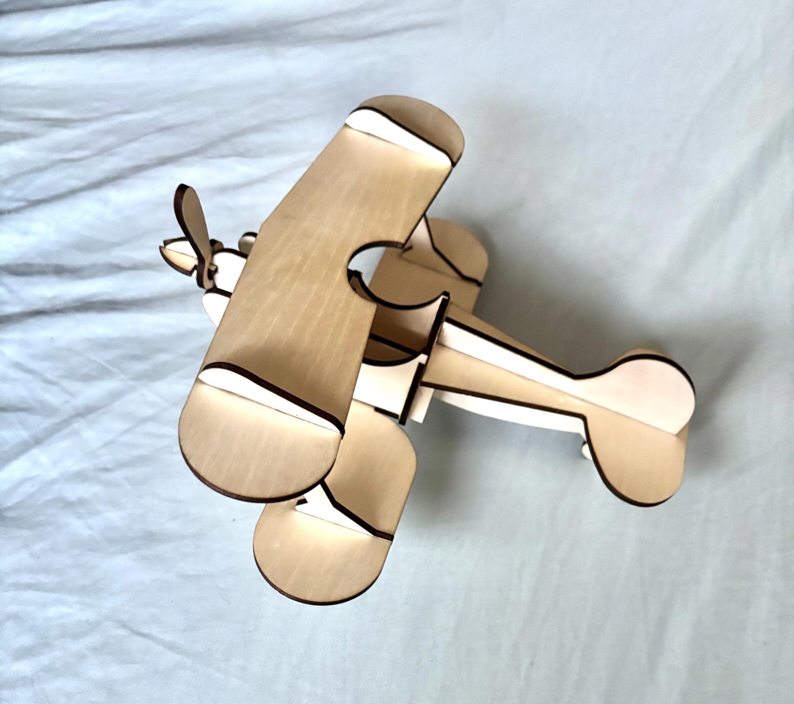 Handcrafted Wooden Biplane Model Kit – DIY Laser-cut Airplane Puzzle ...