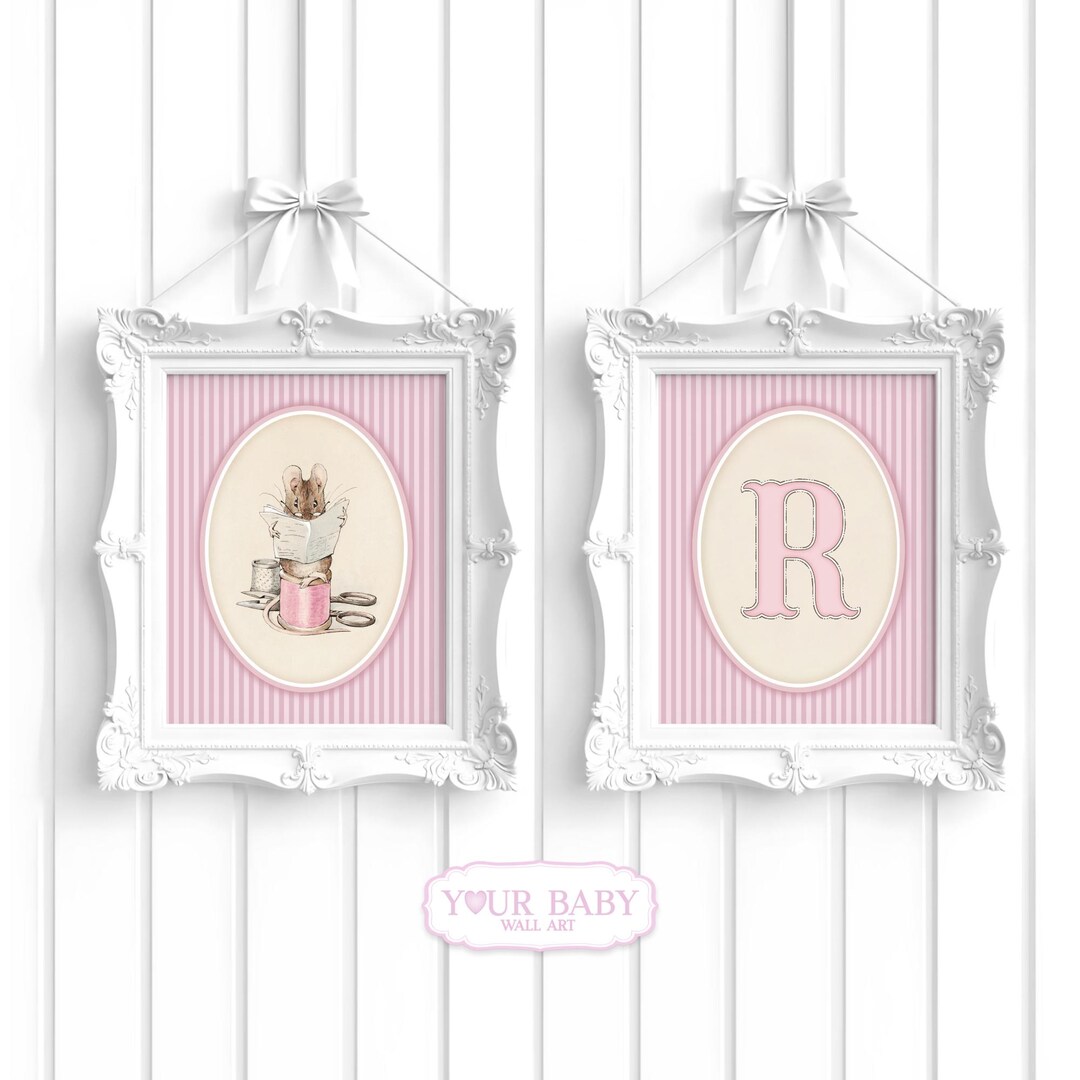 Baby Girl MONOGRAM, NURSERY Wall Art, Baby CUSTOM Print, Victorian ...
