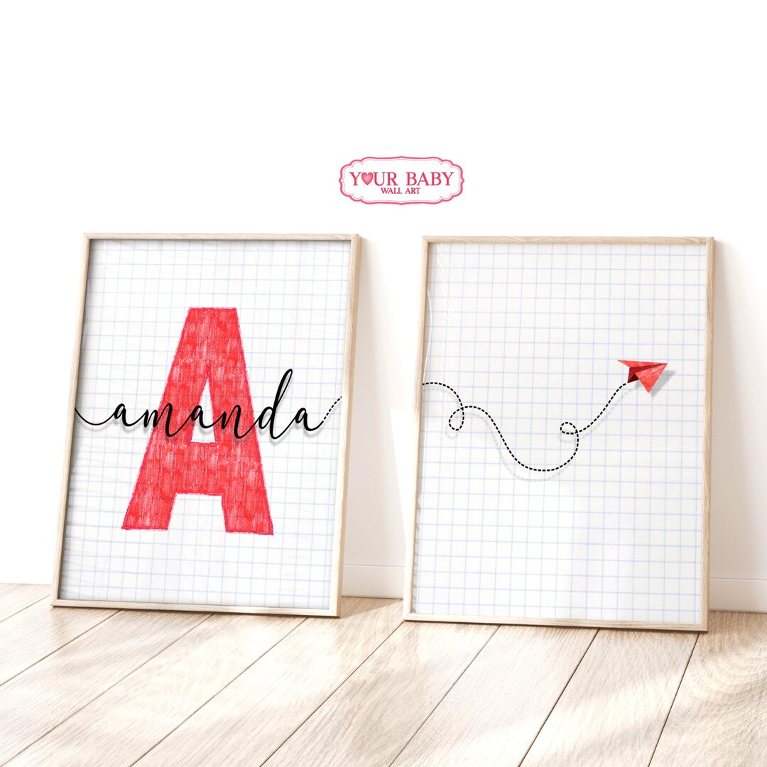 Kids CUSTOM LETTER, Printable NAME Sign, Kids Bedroom, Print Set of 2 ...