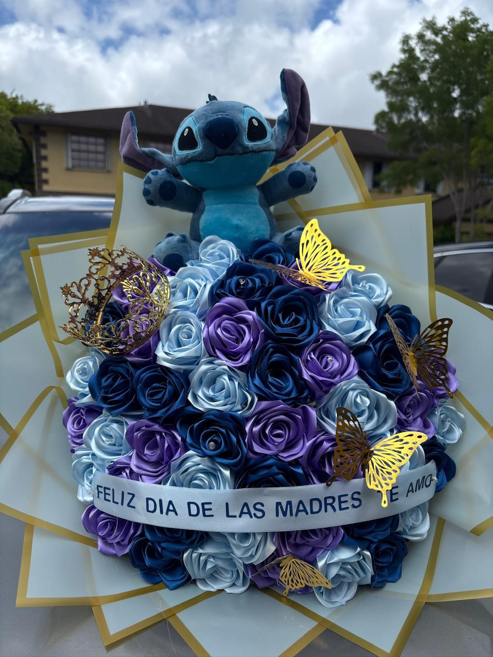 Stitch Eternal Flower Silk Bouquet – Realistic Artificial Floral ...