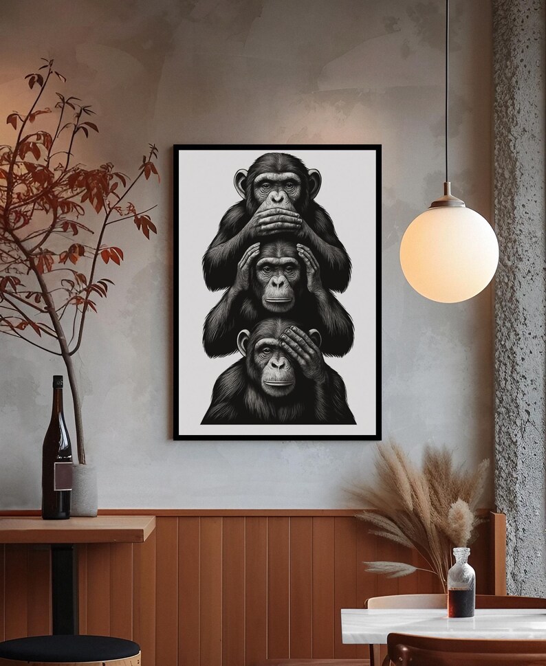 Three Wise Monkeys Wall Art – See No Evil Hear No Evil Speak No Evil ...