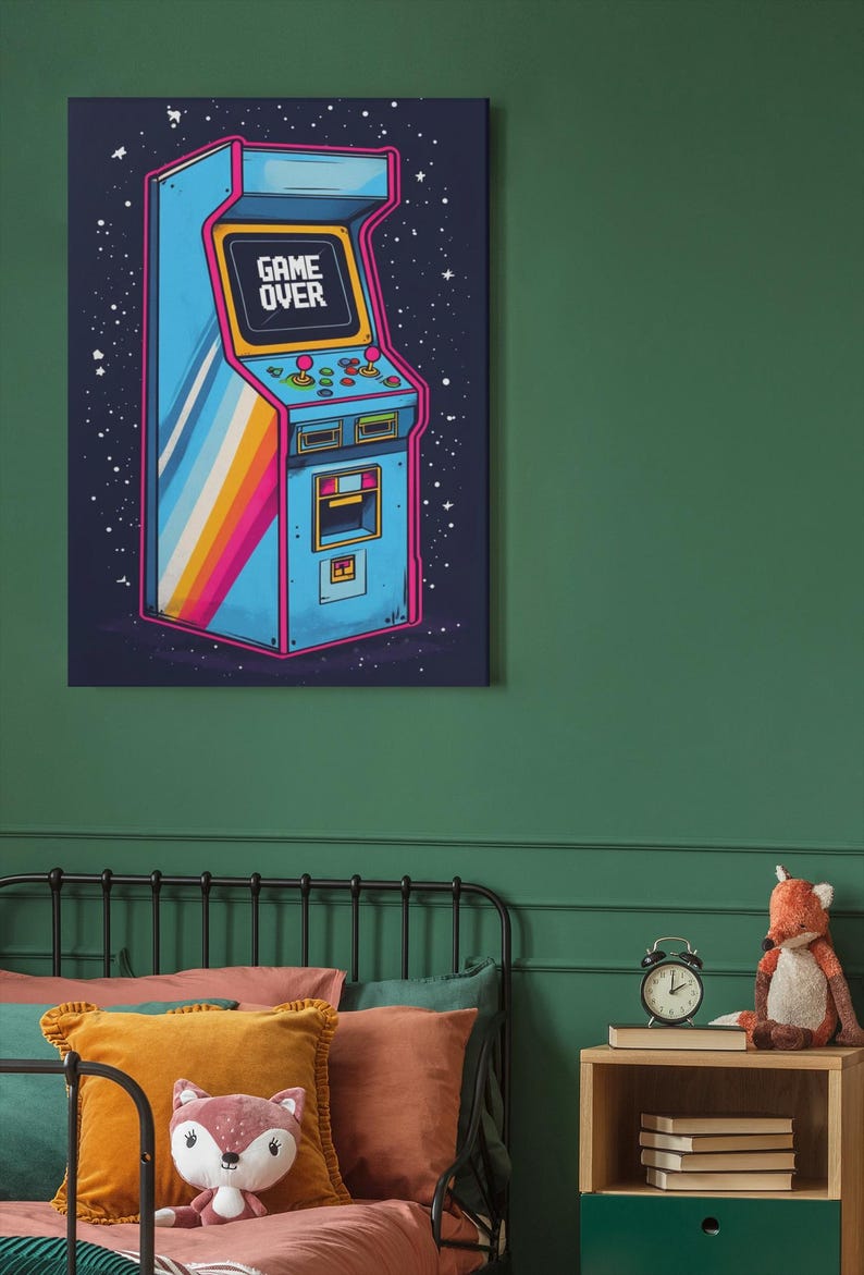 Retro Arcade Poster | Game Over Wall Art | 80s Gaming Printable | Gamer ...