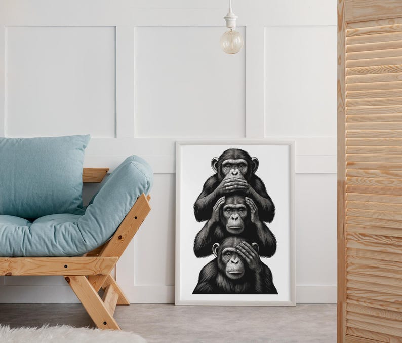Three Wise Monkeys Wall Art – See No Evil Hear No Evil Speak No Evil ...
