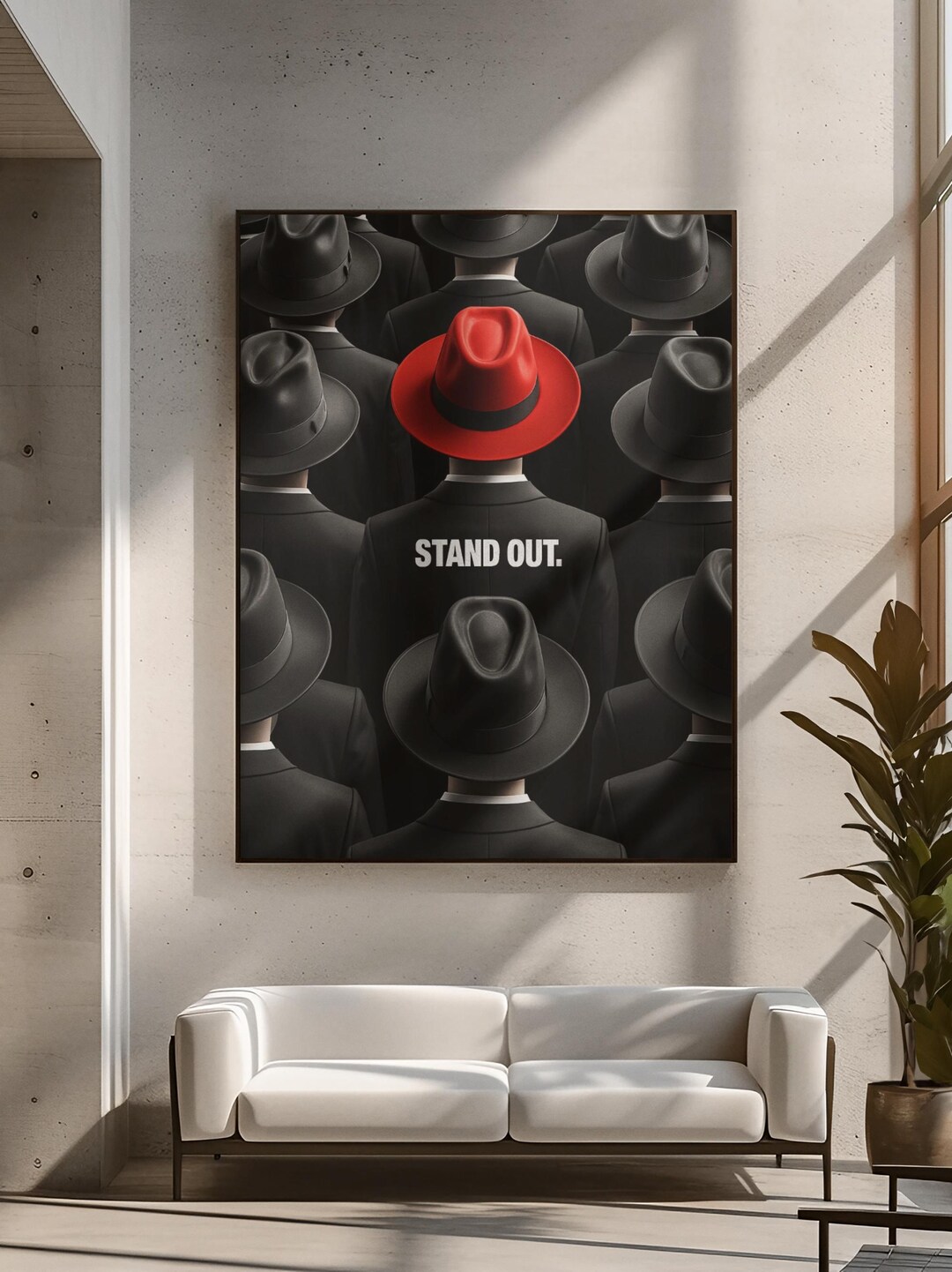 Stand Out Poster, Motivational Wall Art, Unique Red Hat Minimalist ...
