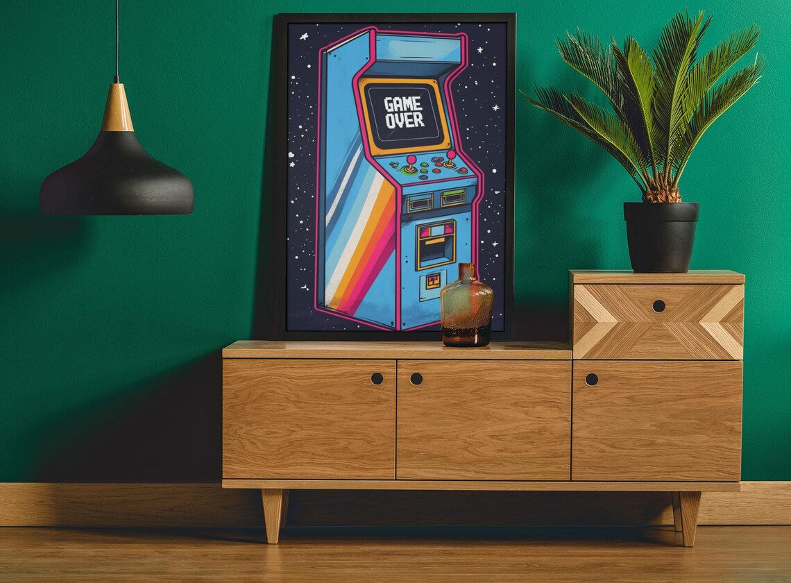 Retro Arcade Poster | Game Over Wall Art | 80s Gaming Printable | Gamer ...