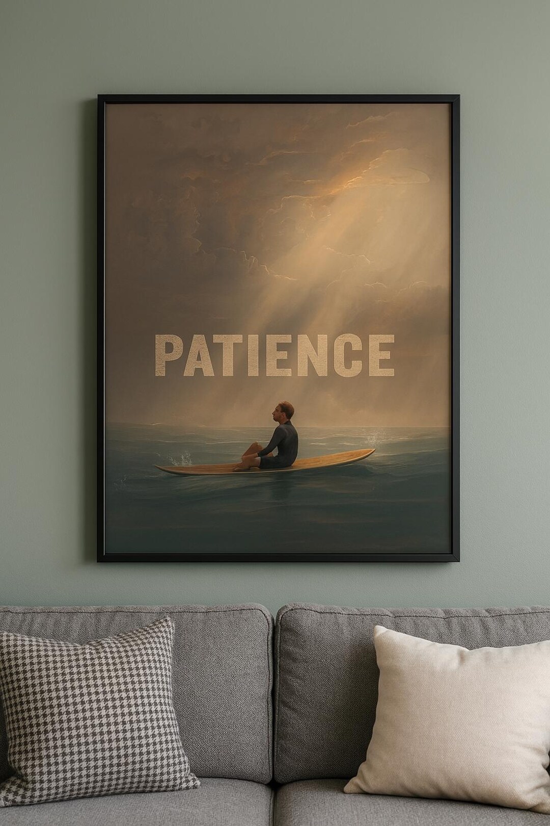 Patience Motivational Surf Poster – Inspirational Ocean Wall Art ...