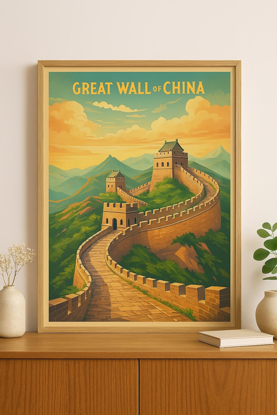 Great Wall of China Poster – Vintage Travel Print, Chinese History Wall ...