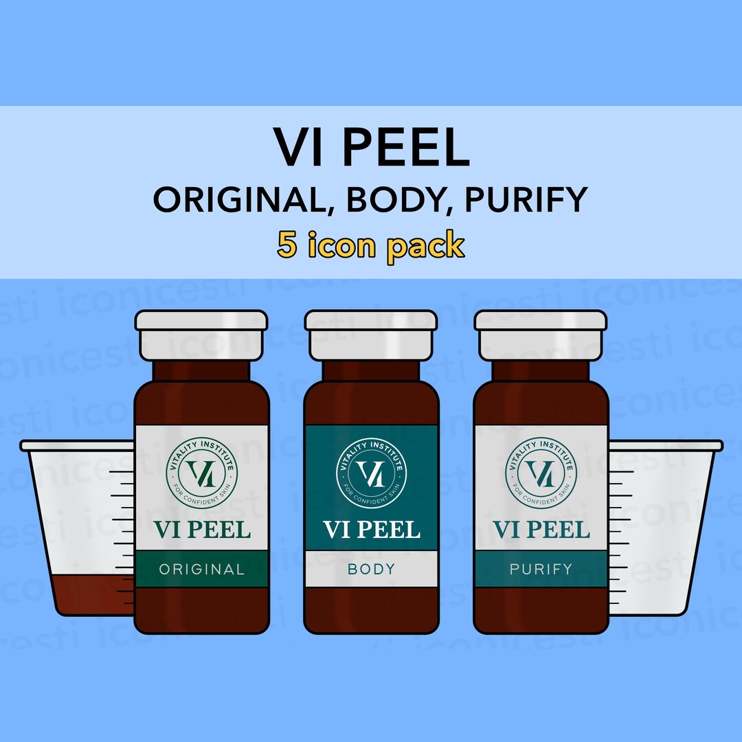 VI Peel Icon Pack | 5 Pngs of Chemical Peel Bottles | Digital ...