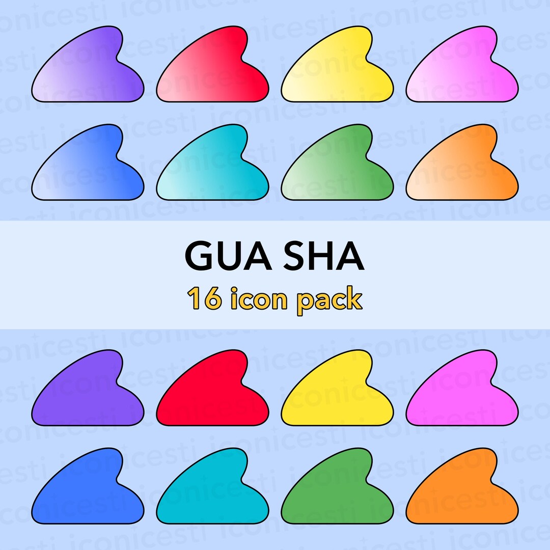 Gua Sha Icon Pack | 16 Pngs – Gradient & Solid Styles | Digital ...