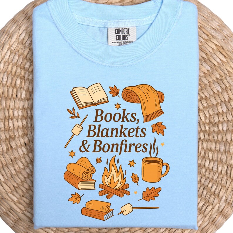 Fall Books and Blankets and Bonfires Shirt, Bookish Aesthetic Tshirt ...