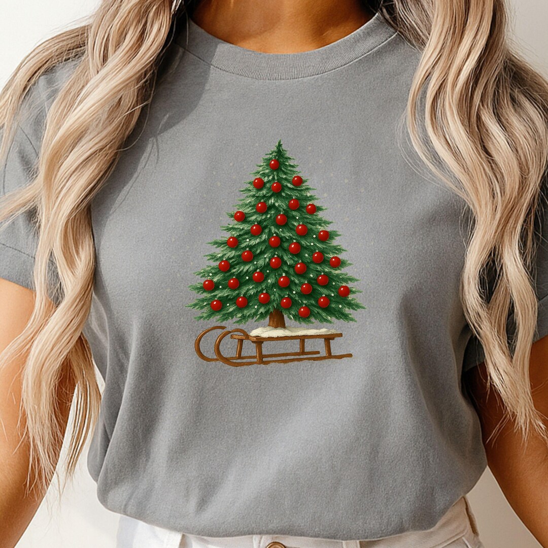 Christmas Tree Sled Shirt: Festive Holiday Tee - Etsy