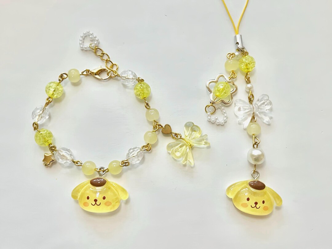 Sanrio Pompompurin Phone Charm & Bracelet - Purple, Gift for Her, Y2k ...
