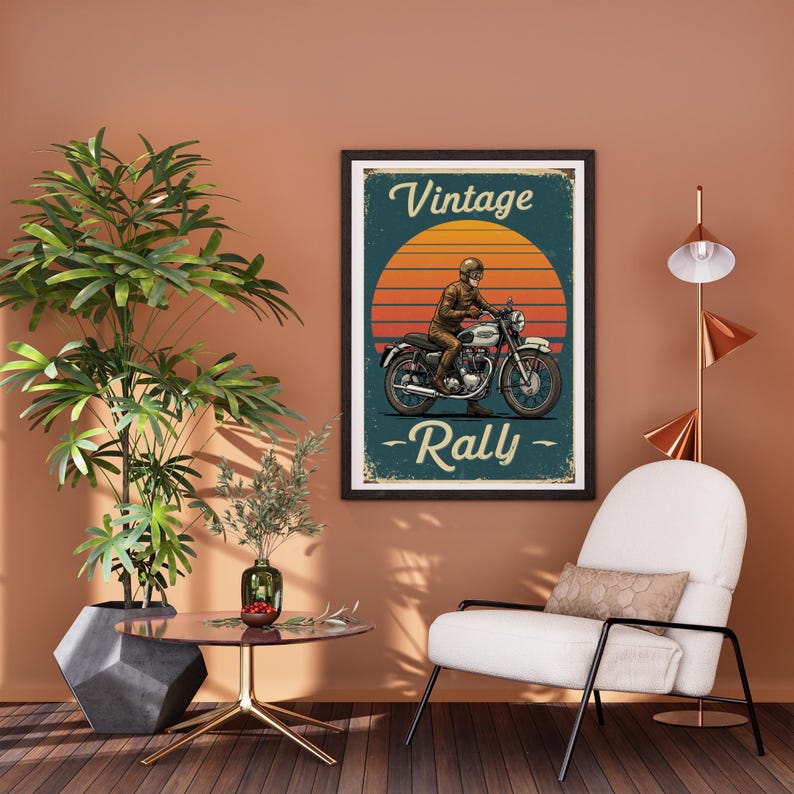 Vintage Motorcycle Rally Poster Painting Wall Art Print - Etsy