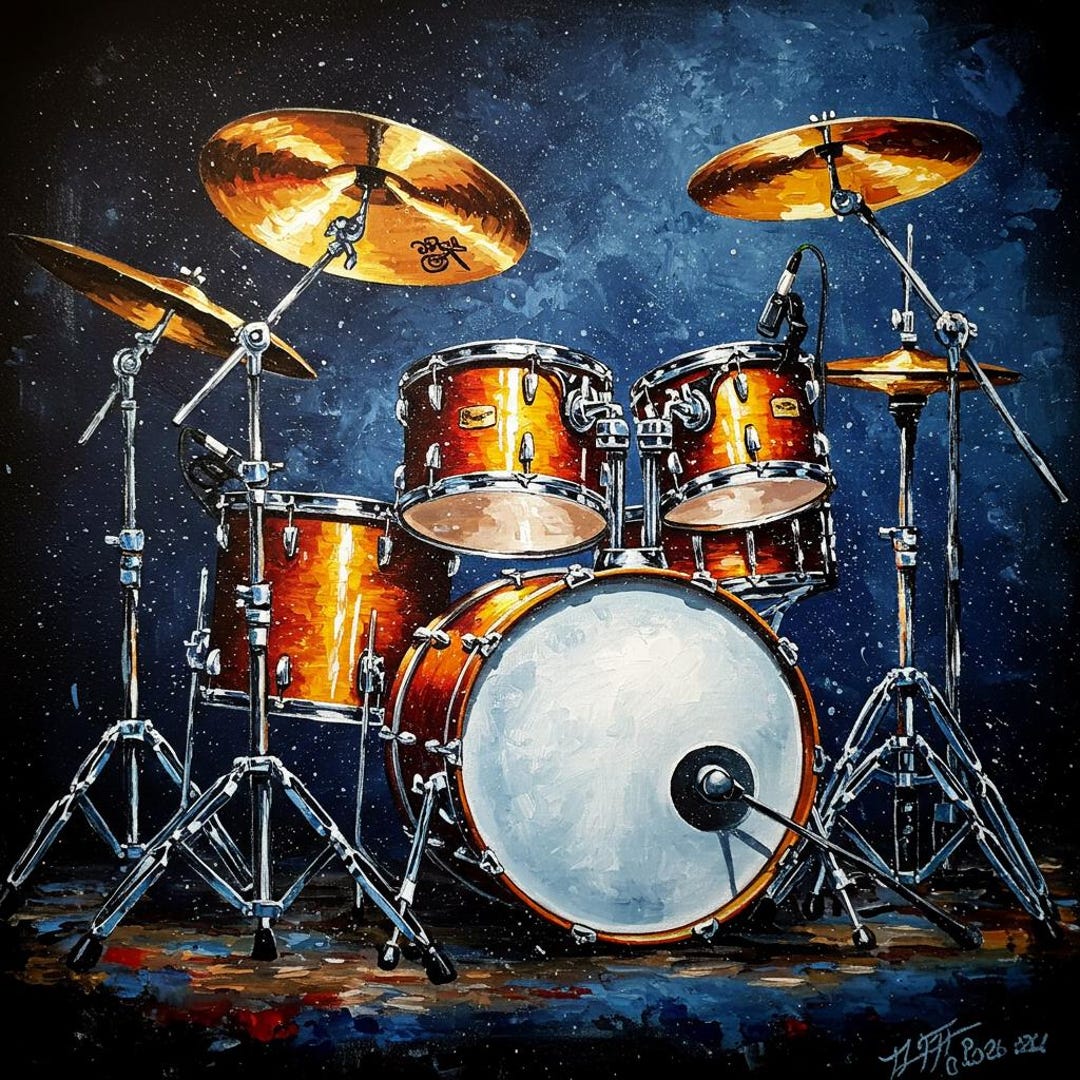 Drum Set Painting Art Print - Etsy