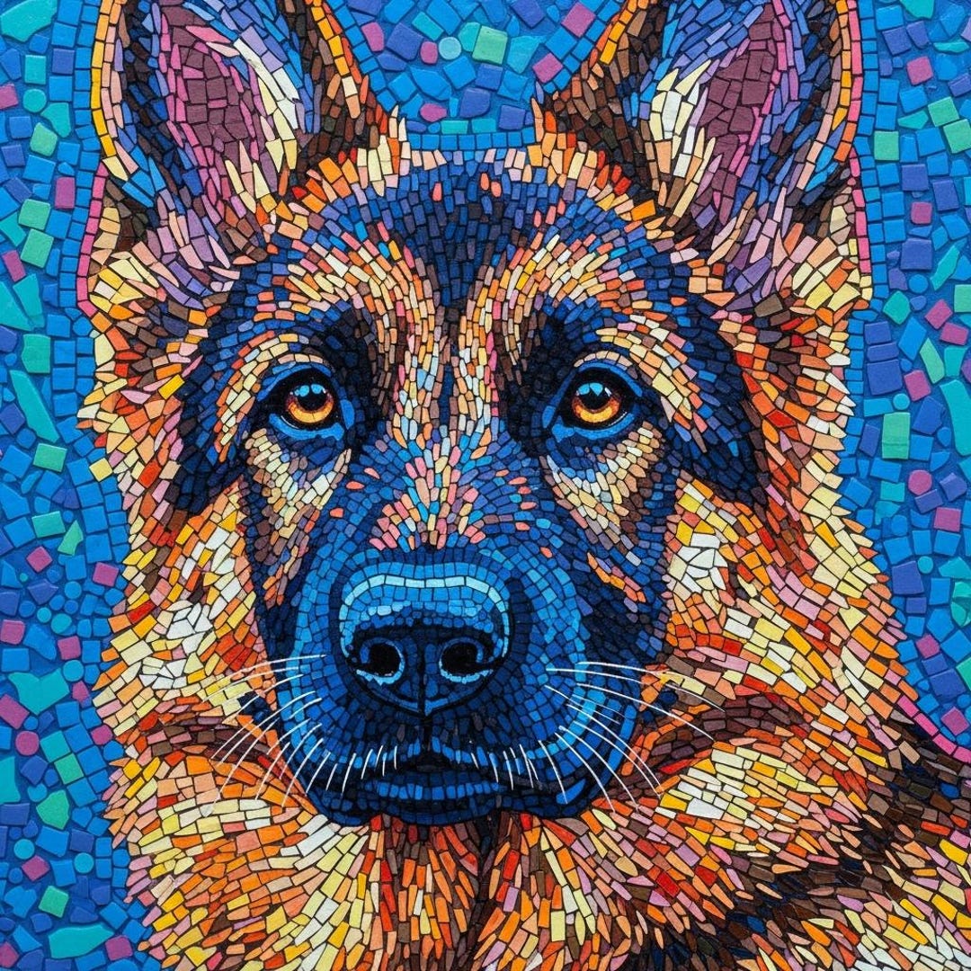 Mosaic German Shepherd Art Poster - Etsy