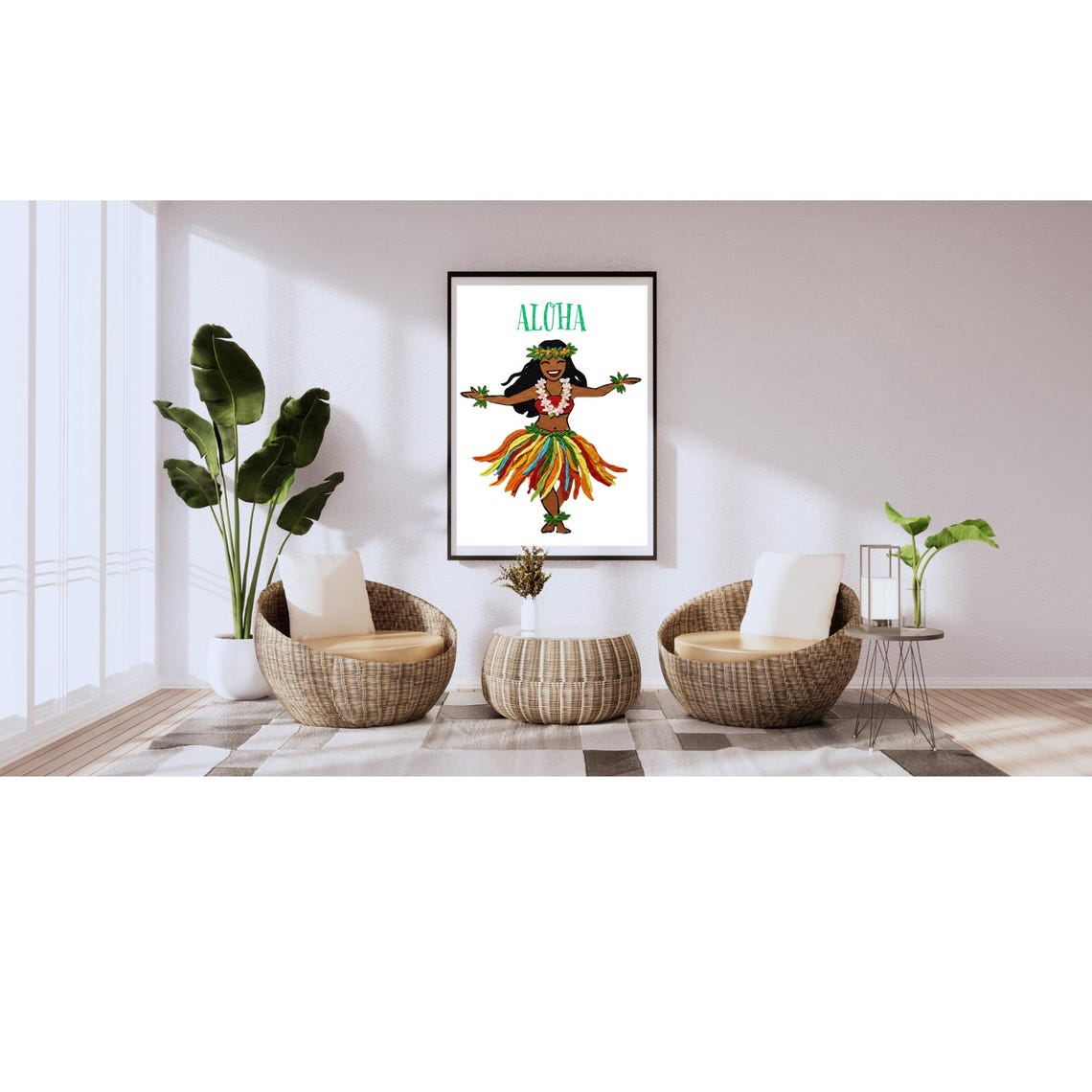 Vintage Aloha Hawaii Hula Dancer Poster Painting Wall Art Print - Etsy