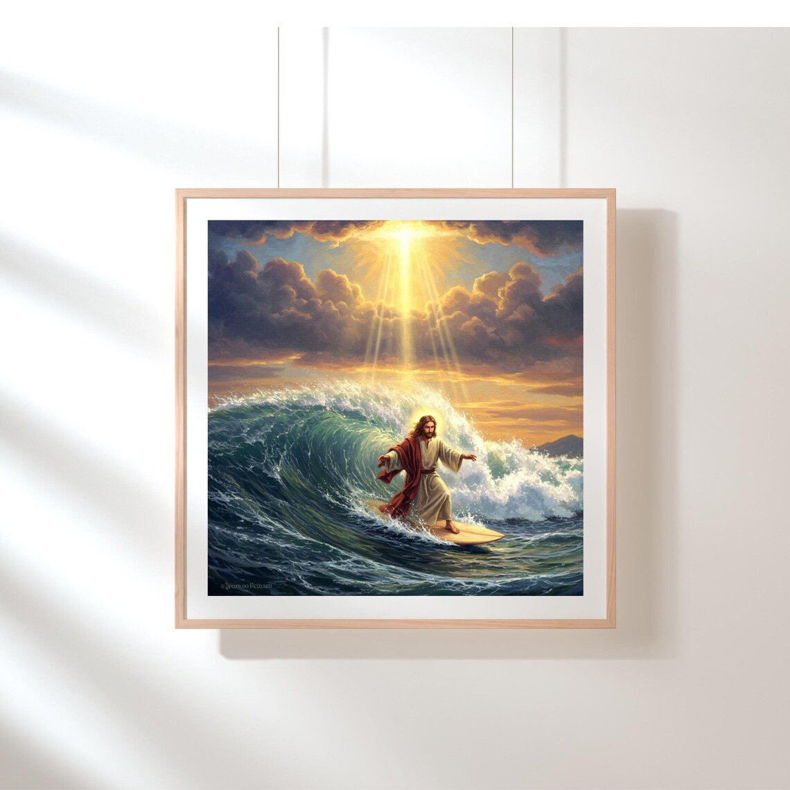 Surfing Jesus Painting Art Print - Etsy