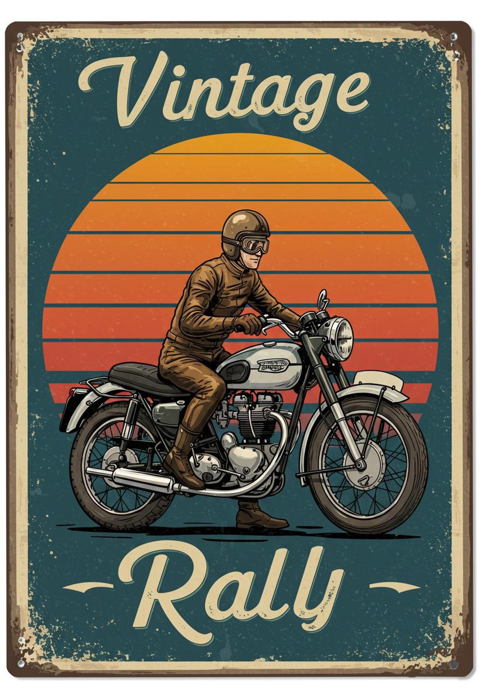 Vintage Motorcycle Rally Poster Painting Wall Art Print - Etsy