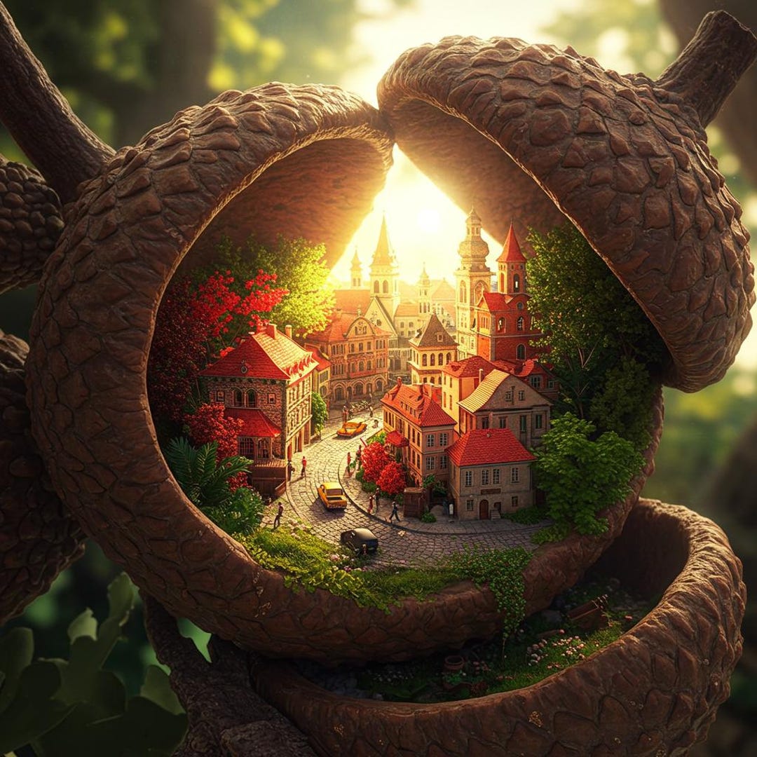 Acorn Village Fantasy Poster - Etsy