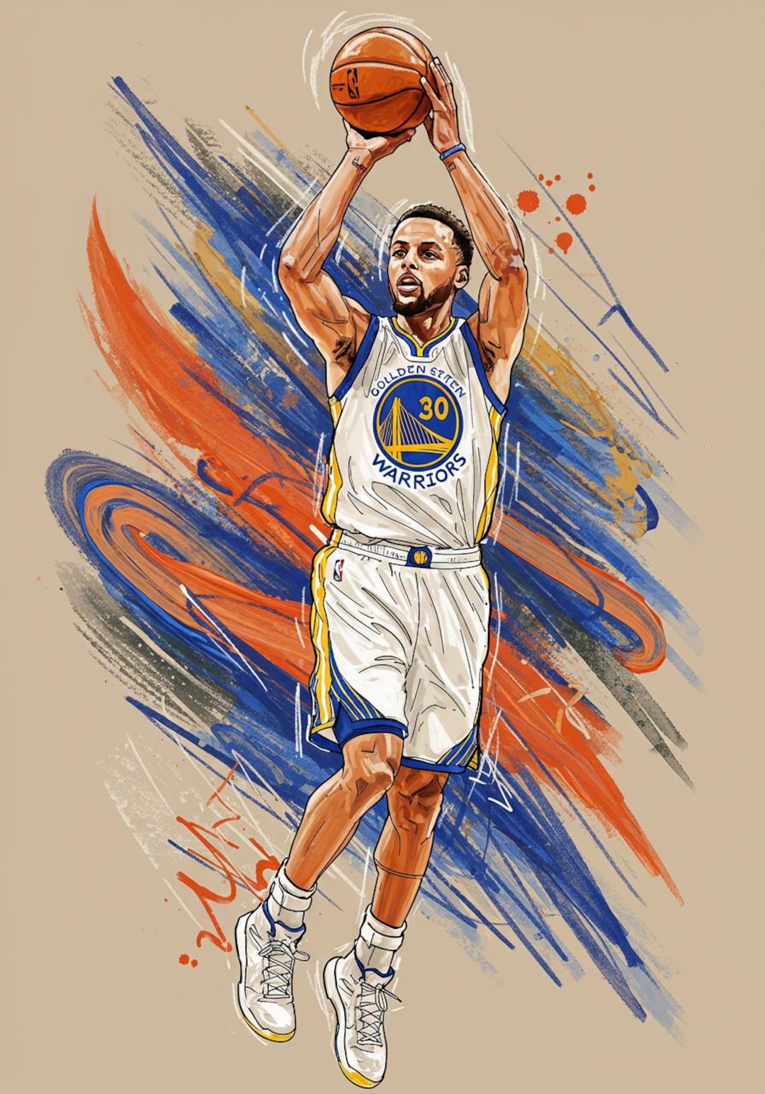 Steph Curry Shooting Art Painting Digital File - Etsy