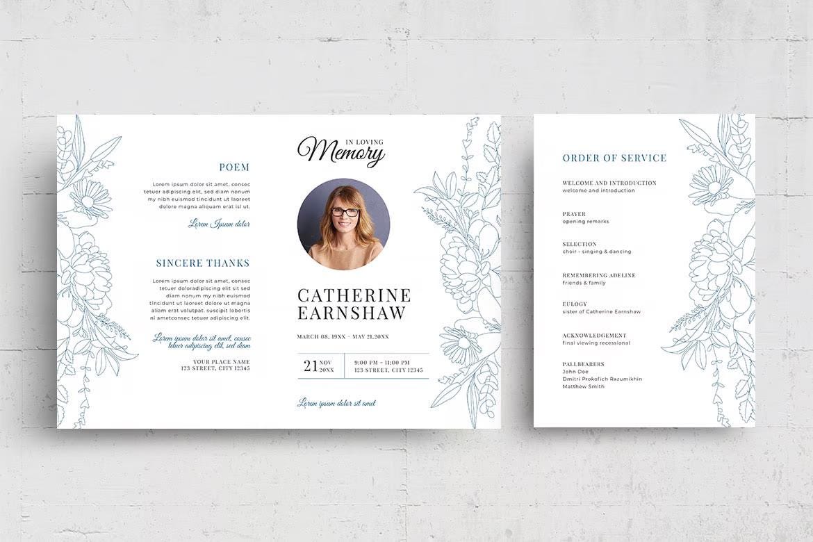 Funeral Program Template Editable | Canva Instant Download | Printable ...