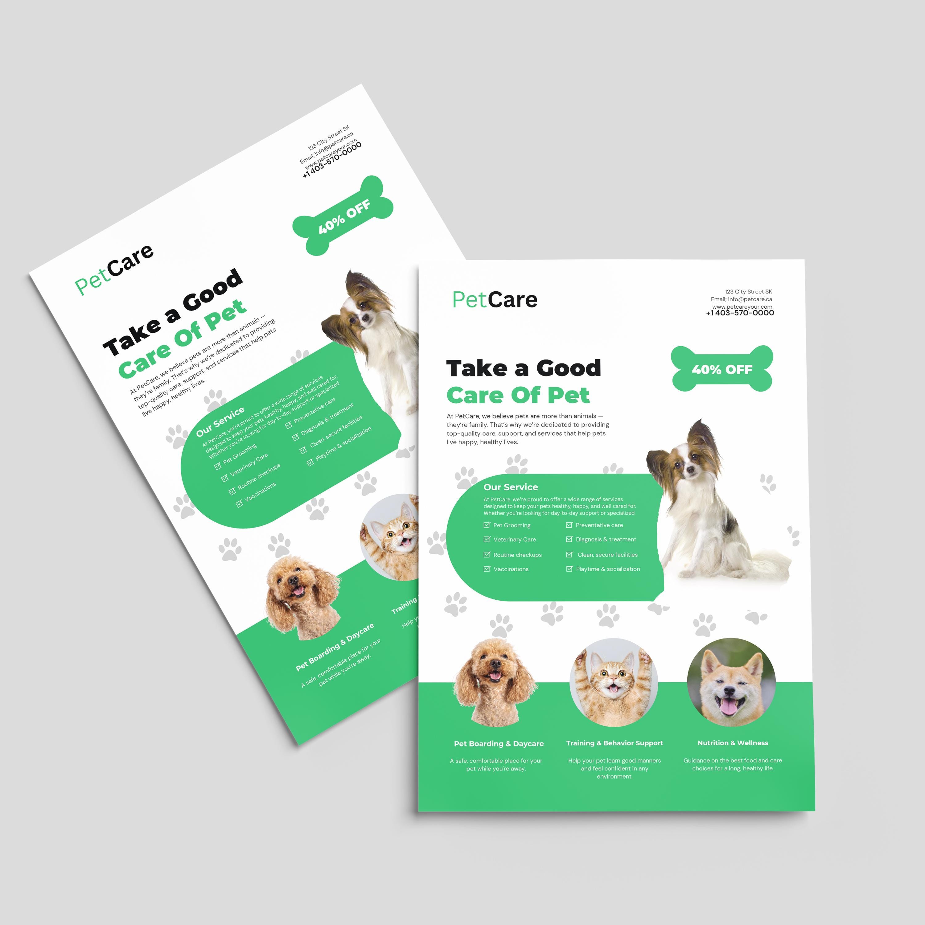 Pet Care Flyer Template: Veterinary Clinic & Grooming Ad (A4 Editable ...
